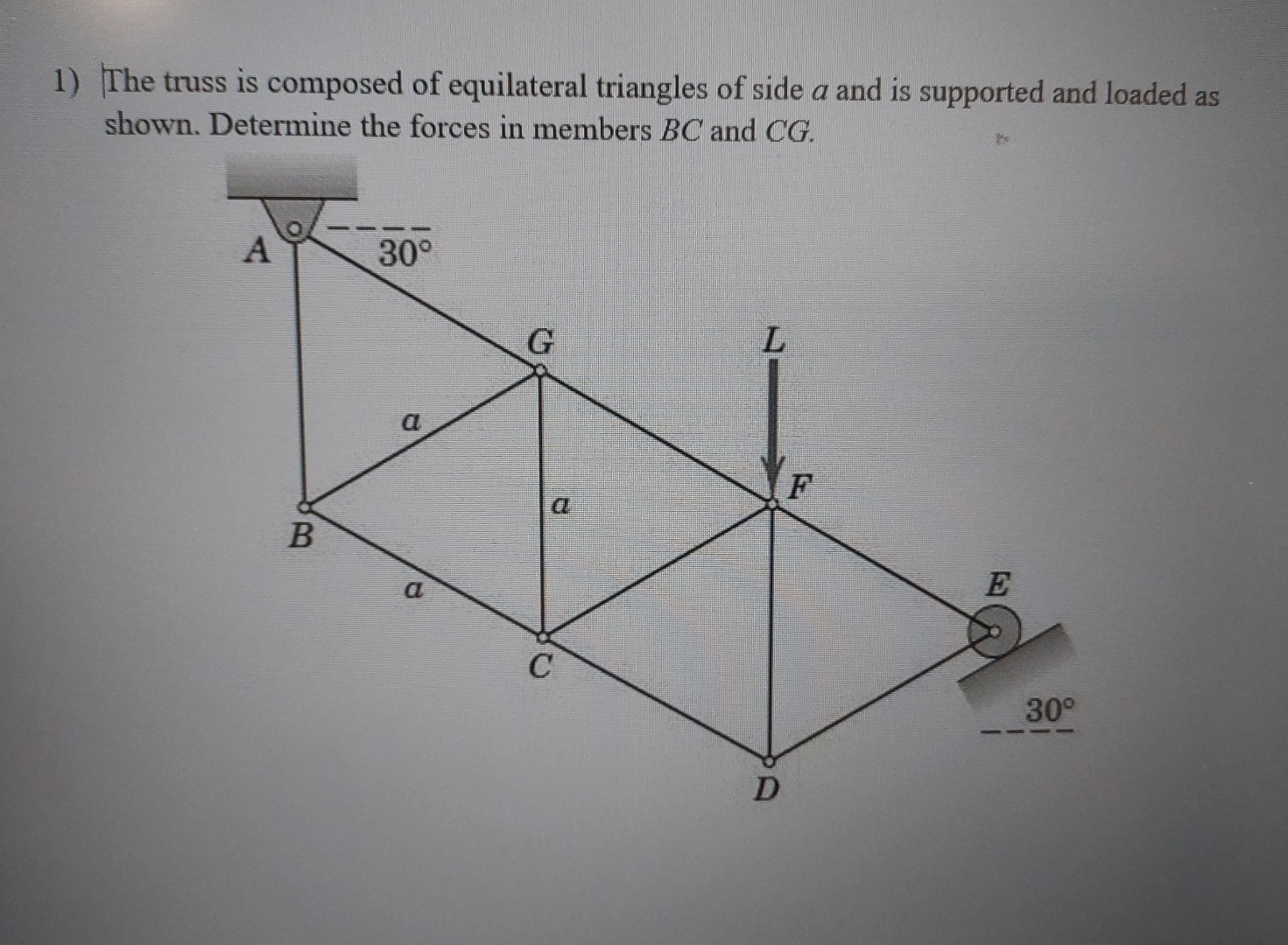 Solved The truss is composed of equilateral triangles of | Chegg.com