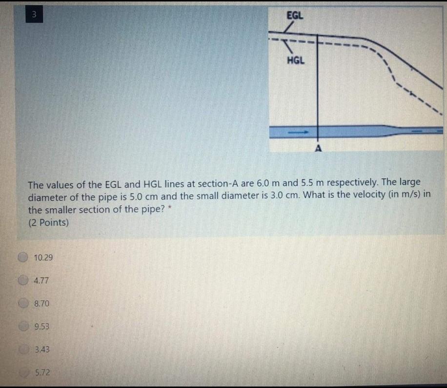 Solved 3 EGL HGL A The values of the EGL and HGL lines at | Chegg.com