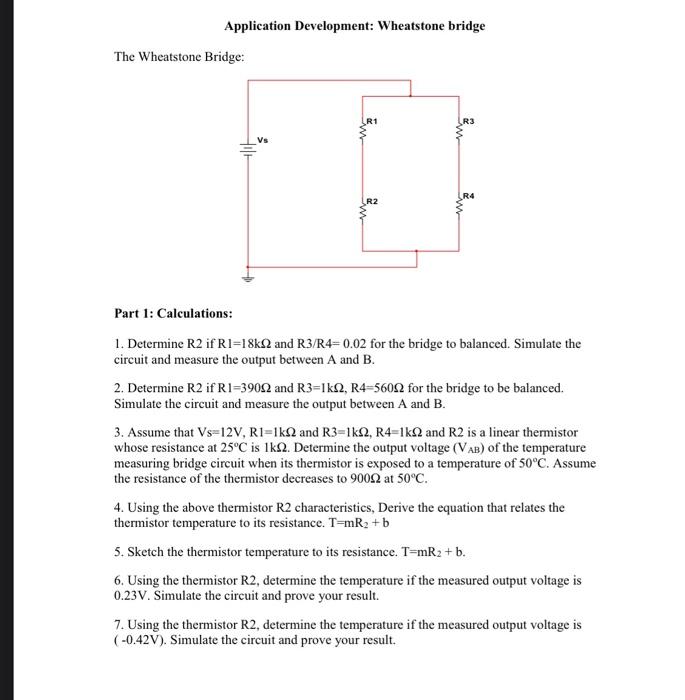 Solved Application Development: Wheatstone bridge The | Chegg.com