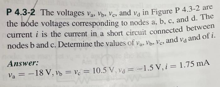 Solved P 4.3-2 The voltages va,vb,vc, and vd in Figure P | Chegg.com