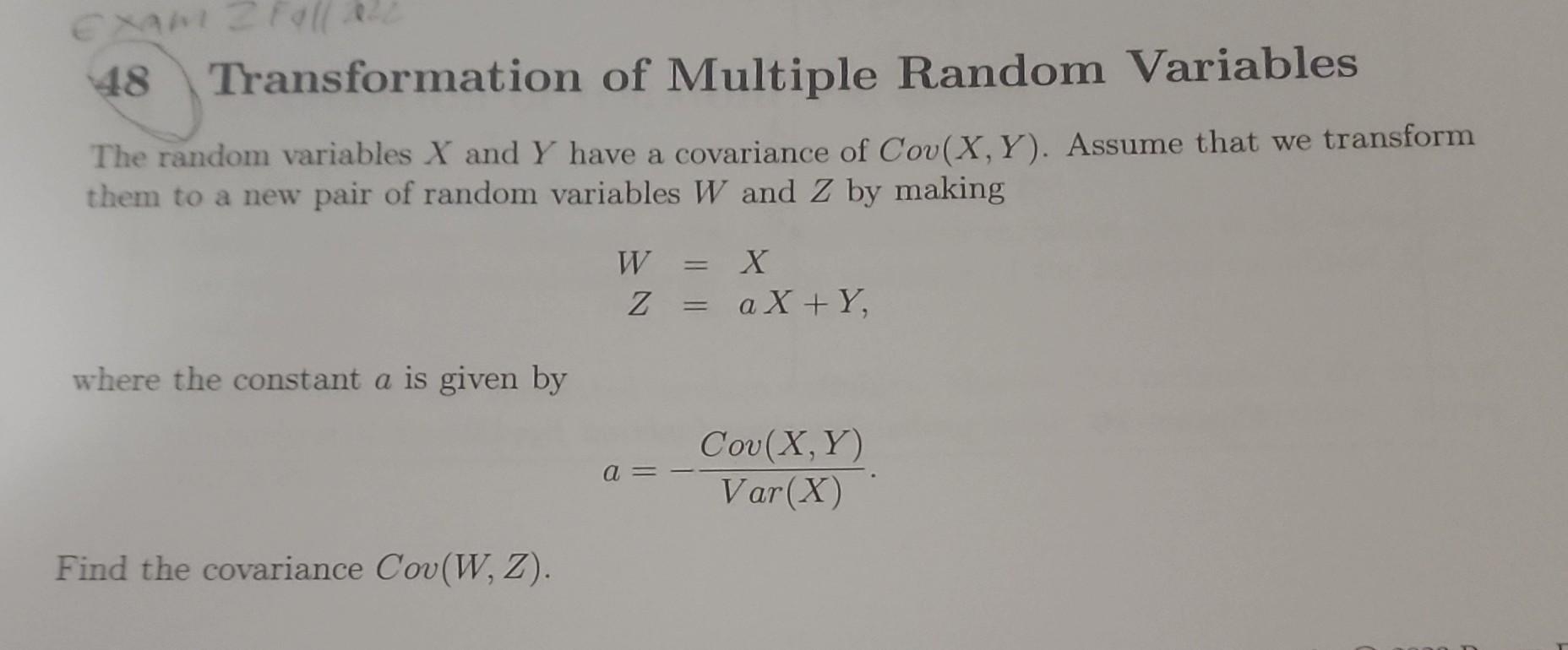 48 Transformation of Multiple Random Variables The | Chegg.com