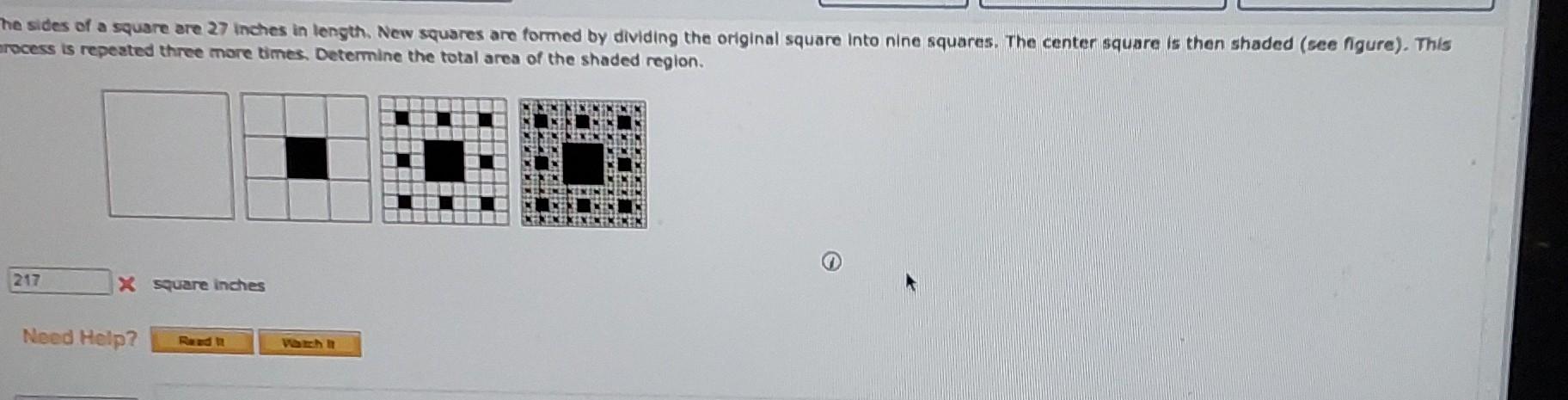 Solved sides of a square are 27 inches in length. New | Chegg.com