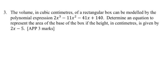 Solved The volume, in cubic centimetres, of a rectangular | Chegg.com