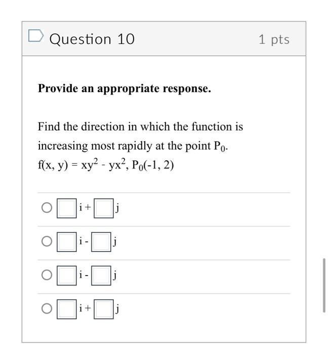 Solved Question 10 Provide An Appropriate Response Find The