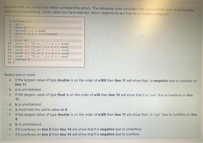 Solved Assume that you correct for minor compile-time | Chegg.com