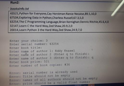 Solved 1. Print books info The following information should | Chegg.com