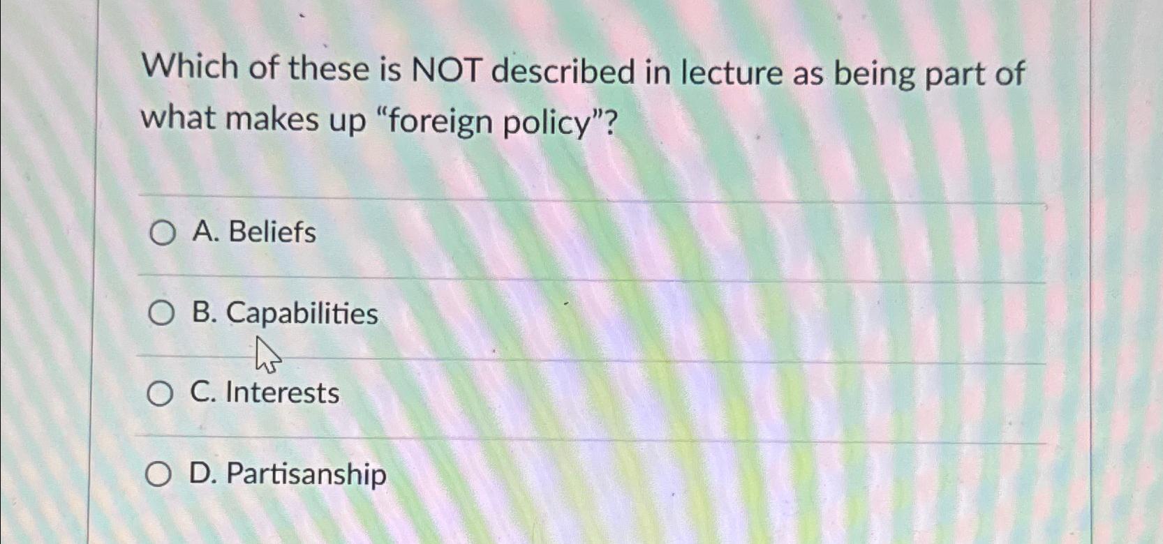 Solved Which of these is NOT described in lecture as being | Chegg.com