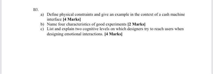 Solved B3. a) Define physical constraints and give an | Chegg.com
