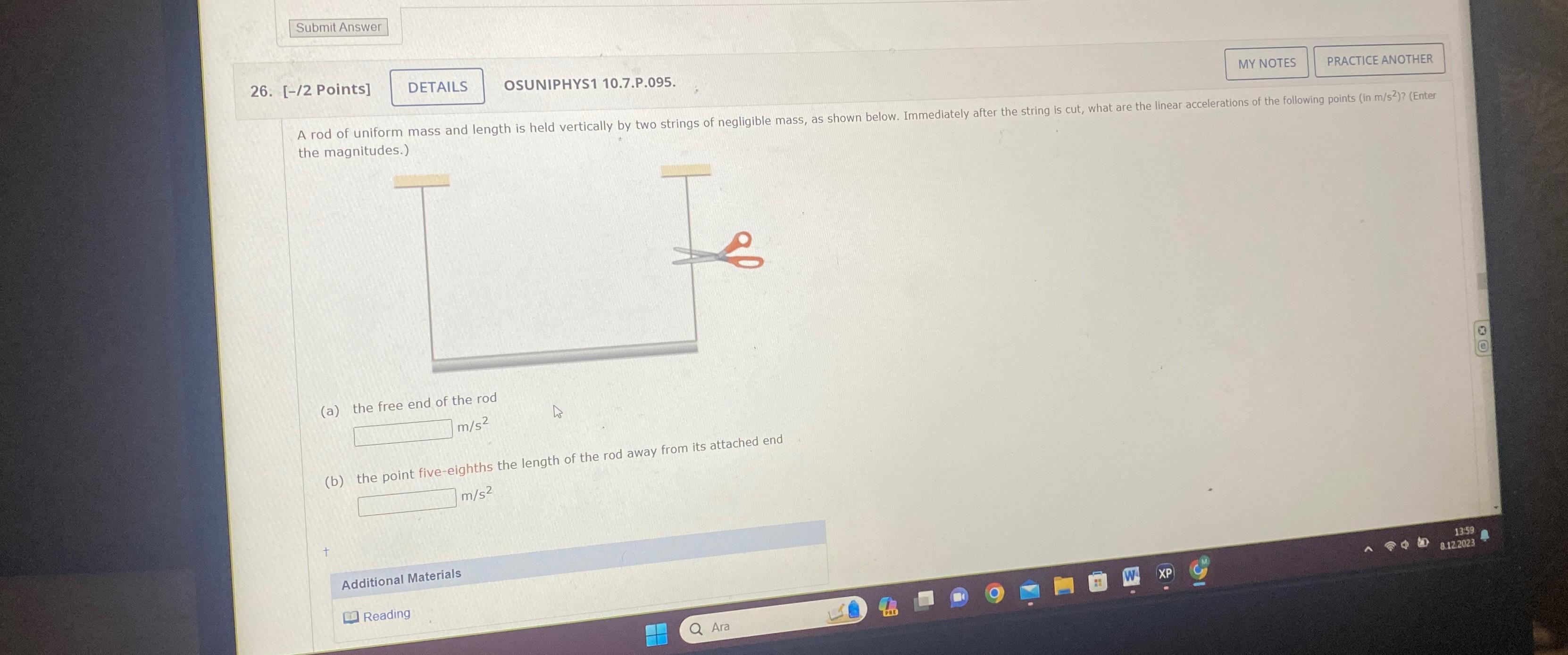 Solved Submit Answer26. ﻿ Points]OSUNIPHYS1 10.7.P.095MY | Chegg.com