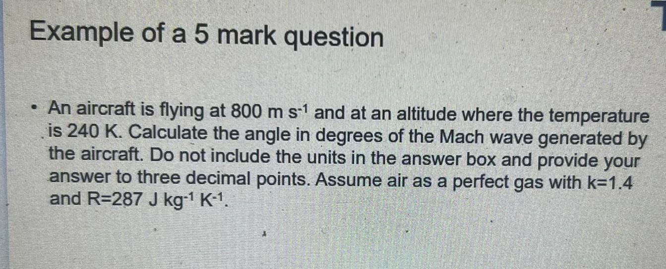 Solved Example of a 5 mark question - An aircraft is flying | Chegg.com