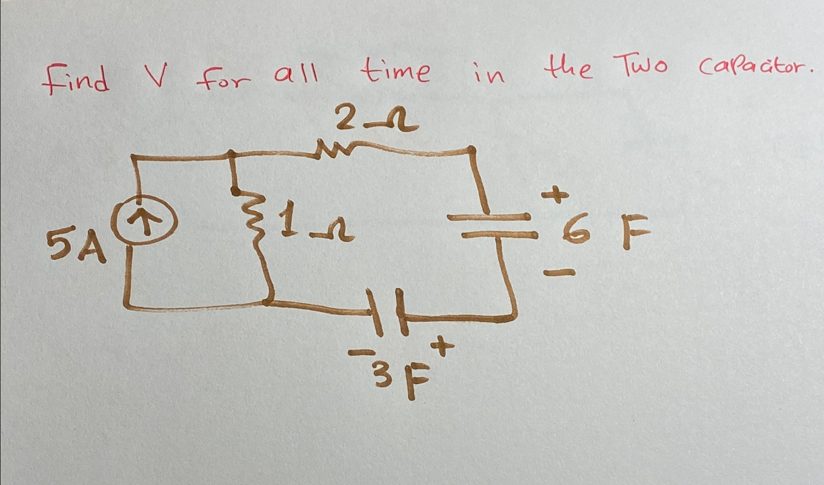 Solved Find V ﻿for all time in the Two capacitor.(First | Chegg.com