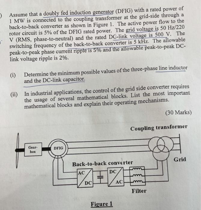 Assume that a doubly fed induction generator (DFIG) | Chegg.com