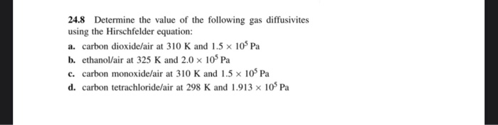 Solved 24.8 Determine the value of the following gas | Chegg.com