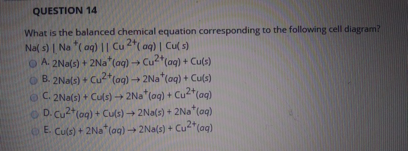 Solved QUESTION 14 What is the balanced chemical equation | Chegg.com