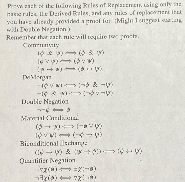Prove each of the following Rules of Replacement | Chegg.com