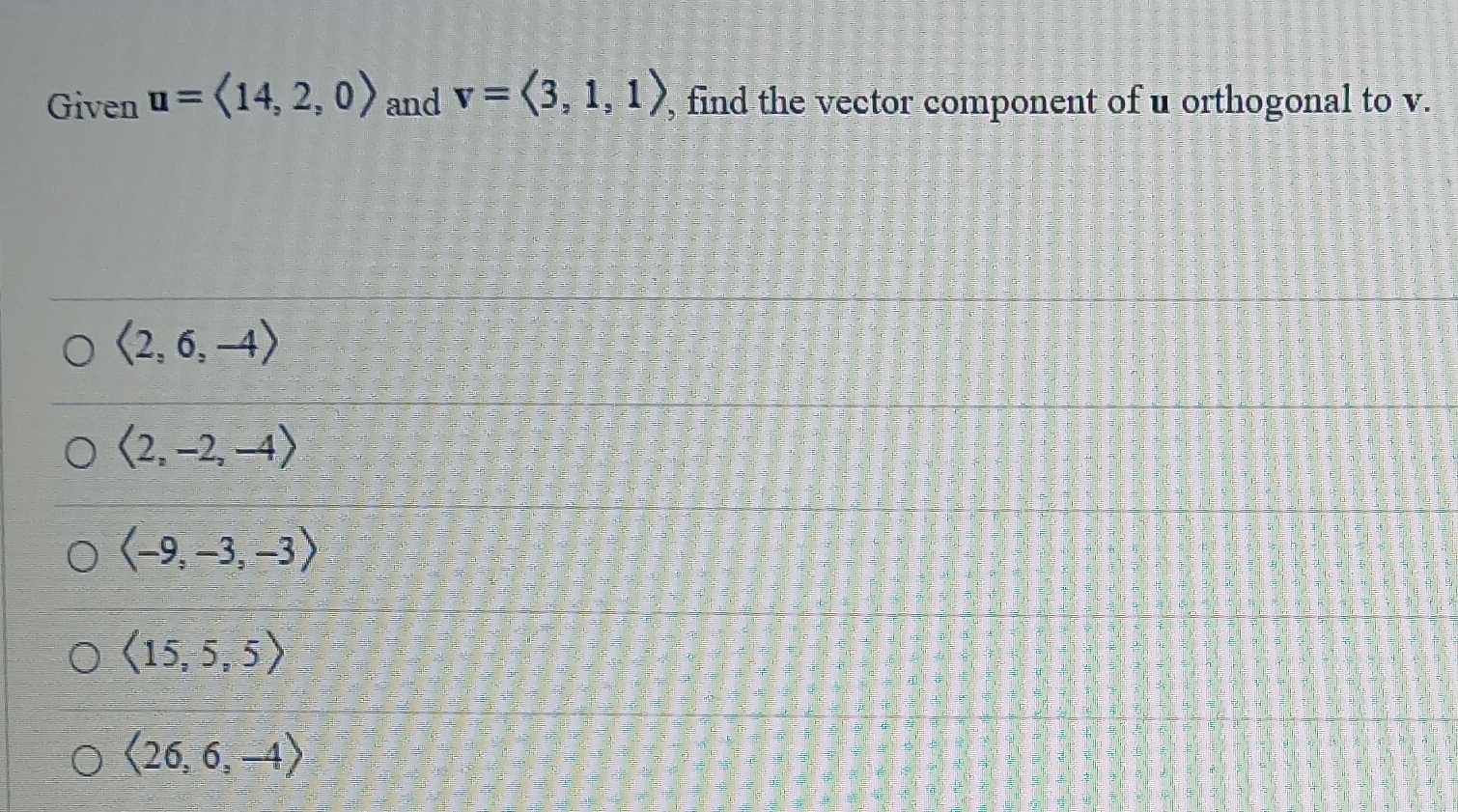 Solved Given u=(:14,2,0:) ﻿and v=(:3,1,1:), ﻿find the vector | Chegg.com