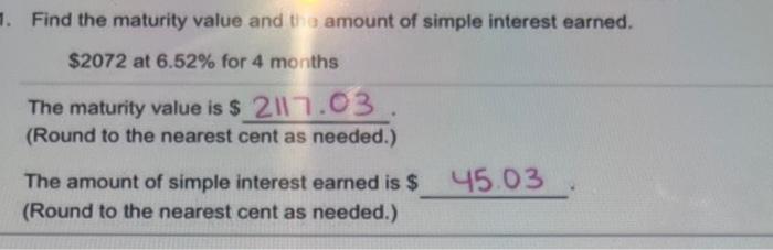 Solved Find the maturity value and tha amount of simple | Chegg.com