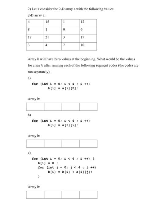 Solved 2 Let S Consider The 2 D Array A With The Following