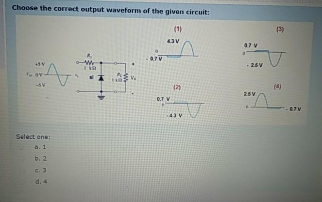 Solved Choose the correct output waveform of the given | Chegg.com