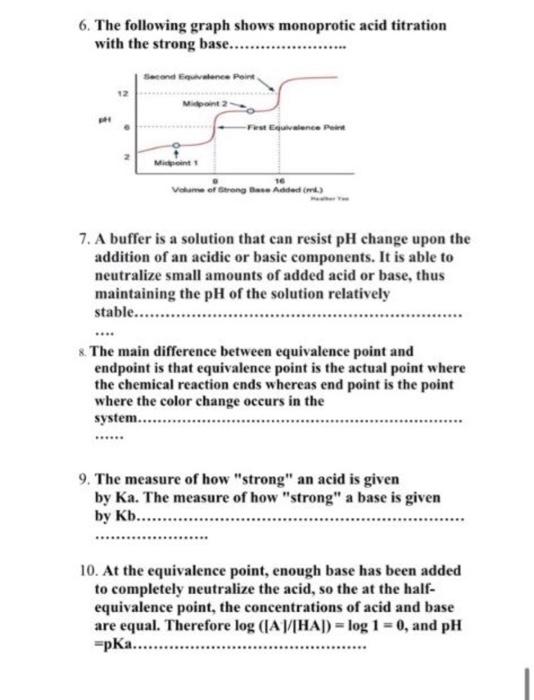 Solved 6. The following graph shows monoprotic acid | Chegg.com