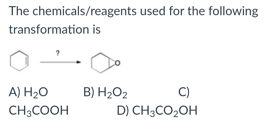 Solved The chemicals/reagents used for the following | Chegg.com