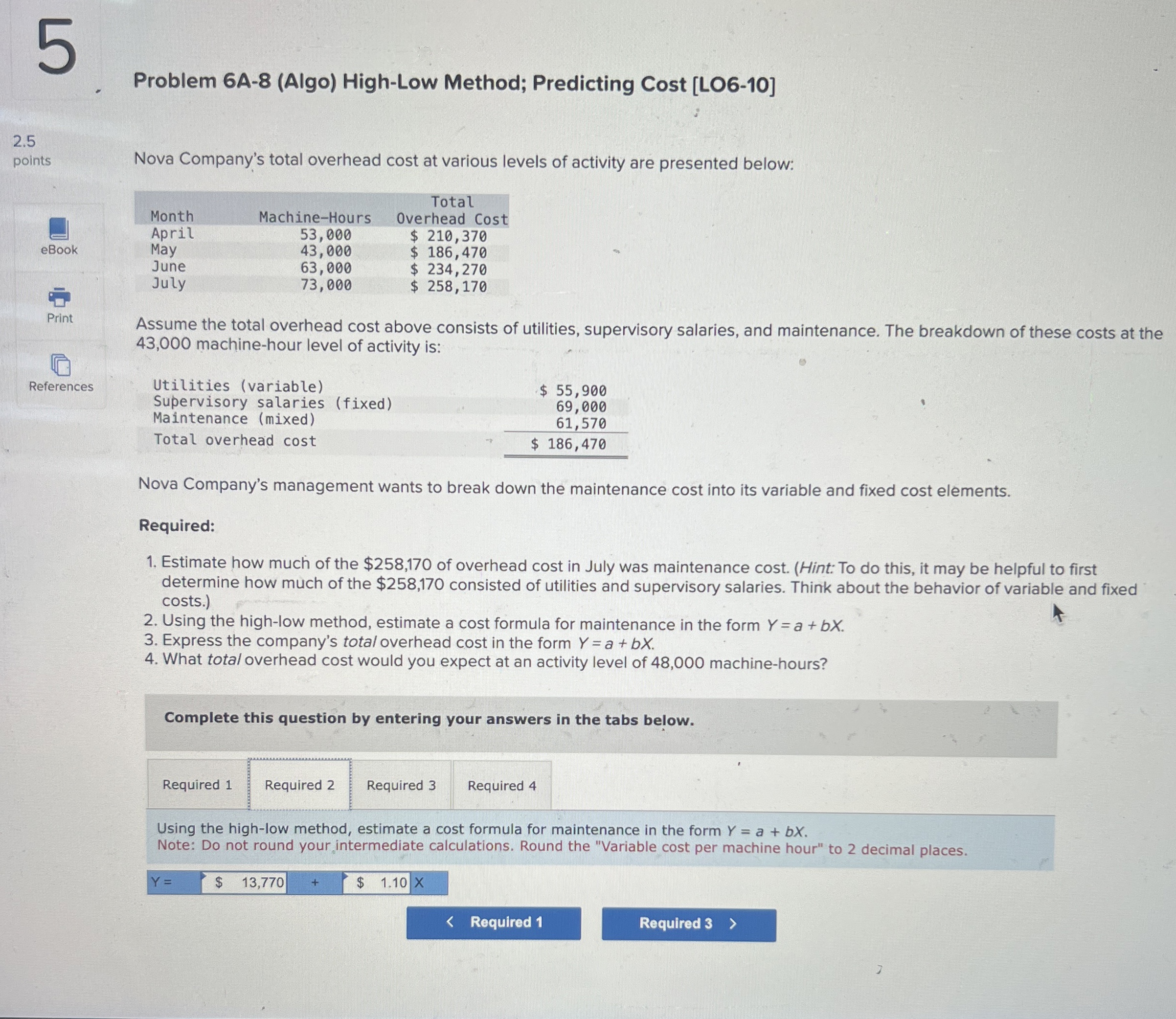 Solved Problem 6A-8 (Algo) ﻿High-Low Method; Predicting Cost | Chegg.com
