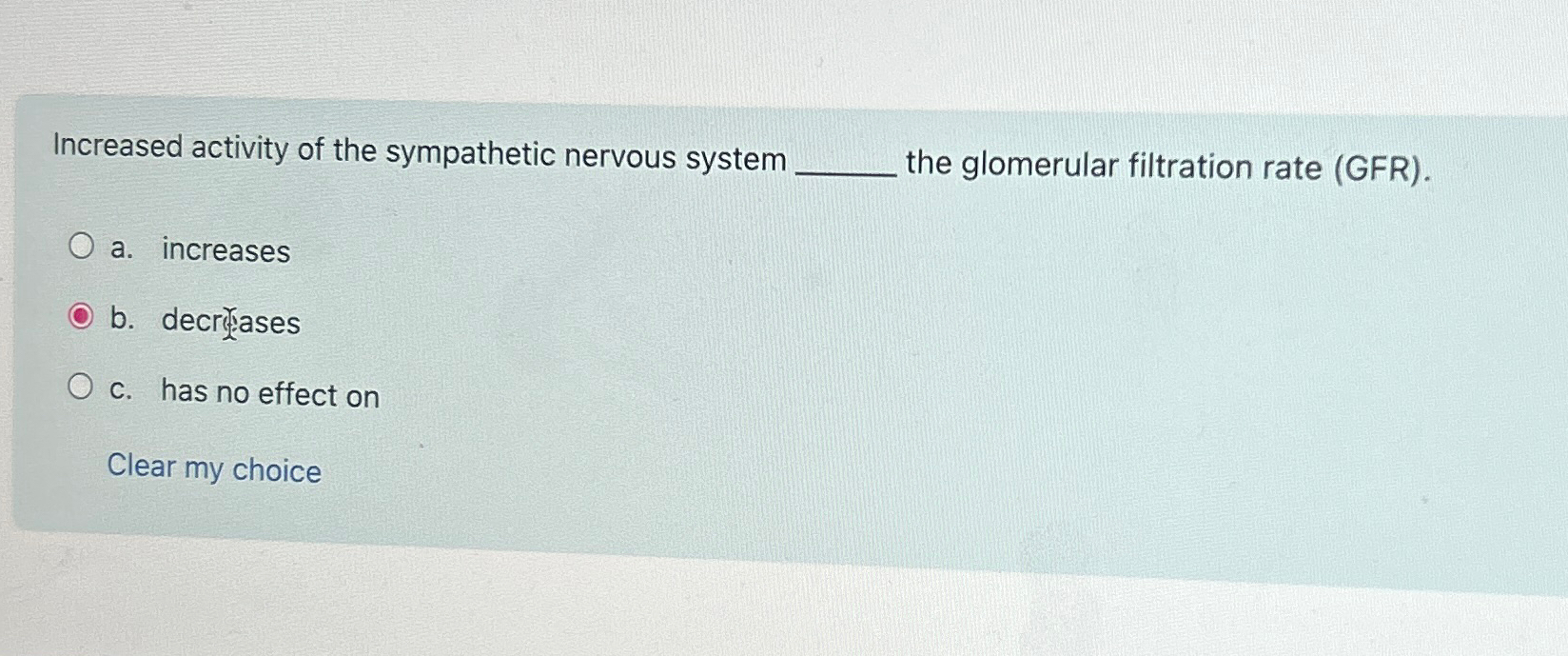 Solved Increased activity of the sympathetic nervous system | Chegg.com