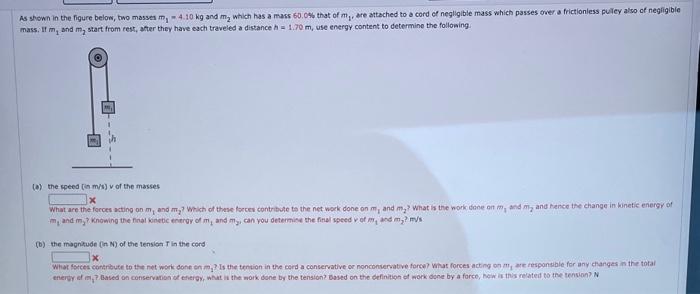 Solved As shown in the figure below, two masses m1=4.10 kg | Chegg.com
