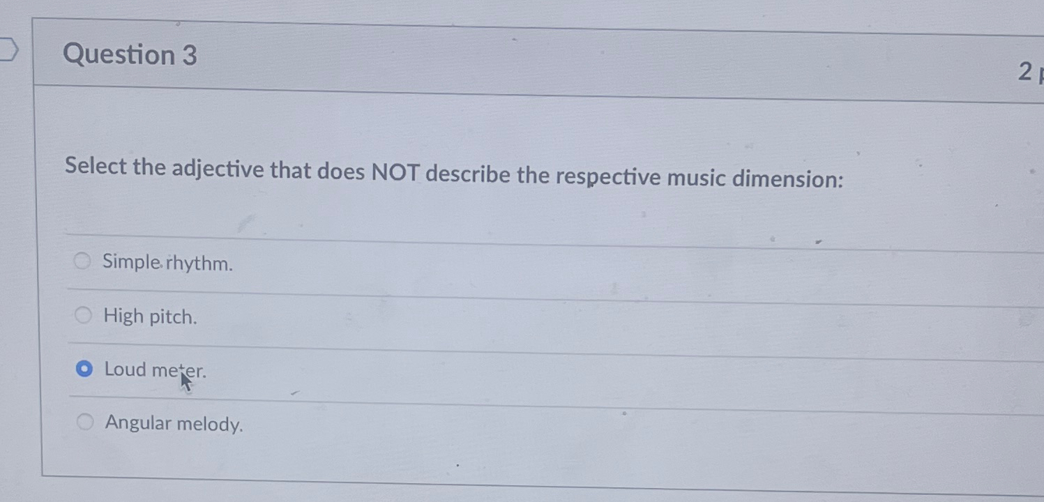Solved Question 3Select the adjective that does NOT describe | Chegg.com