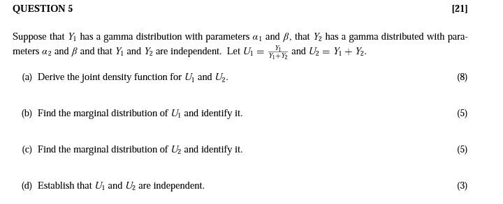 Solved Suppose that Y1 has a gamma distribution with | Chegg.com