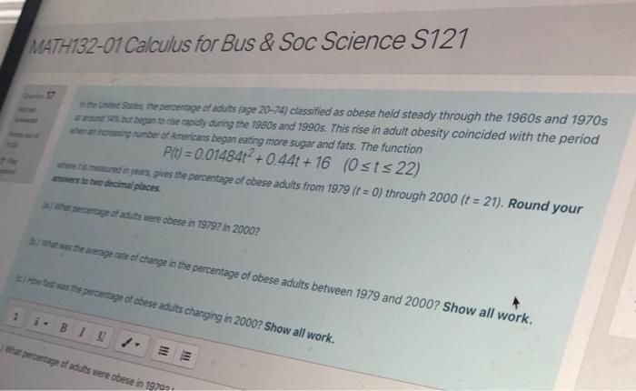 Solved MATH132-01 Calculus for Bus & Soc Science S121 Sans | Chegg.com