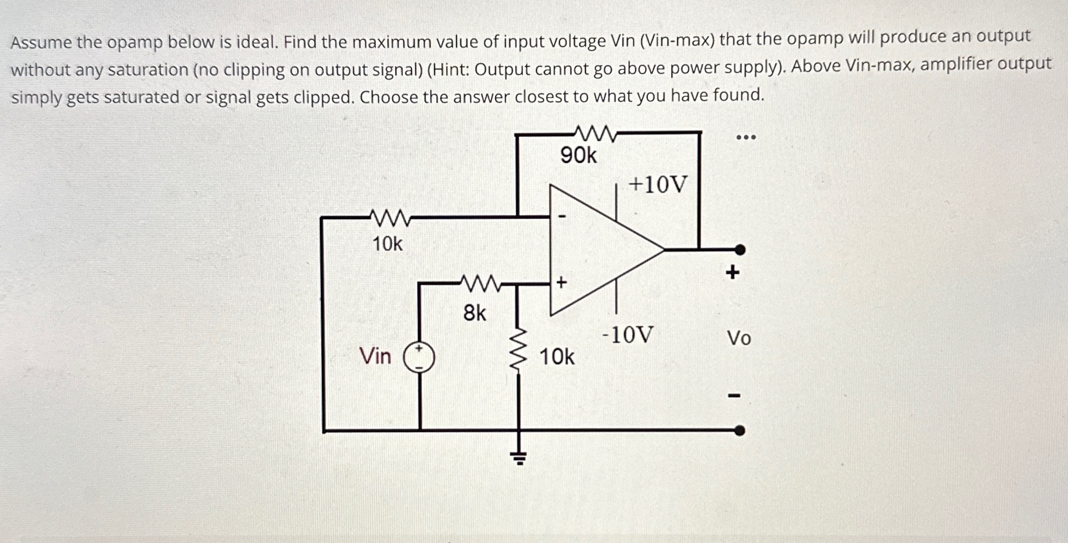 Solved Assume the opamp below is ideal. Find the maximum | Chegg.com