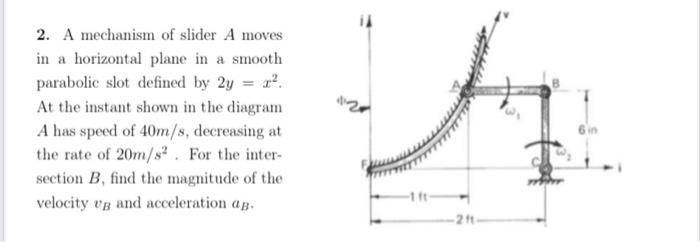 Solved 2. A mechanism of slider A moves in a horizontal | Chegg.com