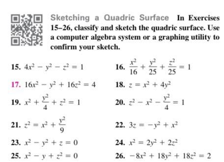 Solved Sketching a Quadric Surface In Exercises 15-26, | Chegg.com