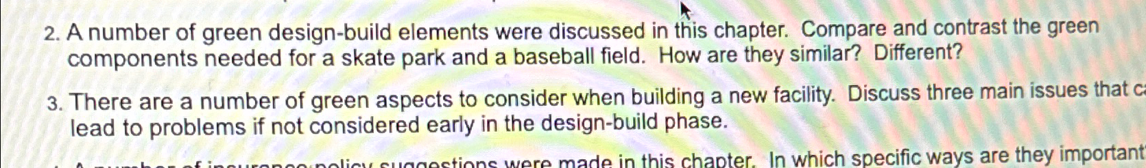 Solved A number of green design-build elements were | Chegg.com