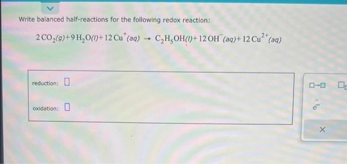 Solved Write balanced half-reactions for the following redox | Chegg.com