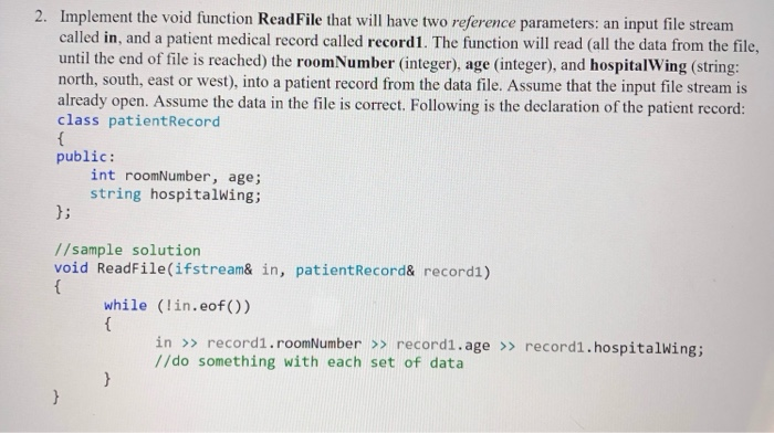 Solved 2 Implement The Void Function Read File That Will 5634