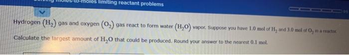 Solved Hydrogen (H2) gas and oxygen (O2) gas react to form | Chegg.com