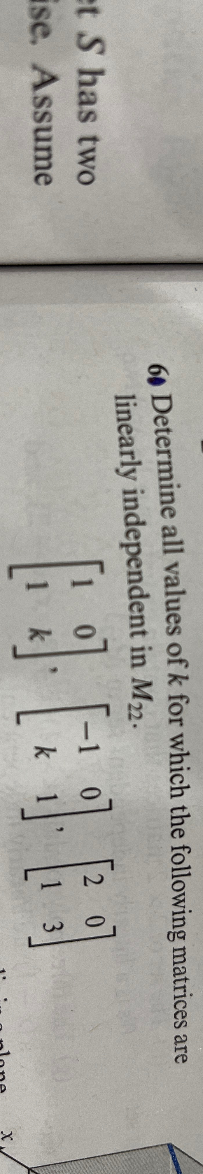 Solved 60 ﻿Determine all values of k ﻿for which the | Chegg.com