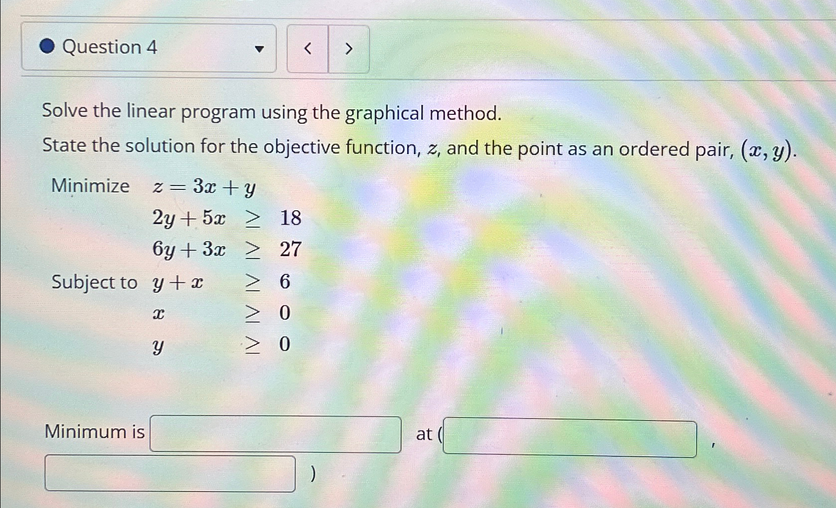Solved Solve the linear program using the graphical | Chegg.com