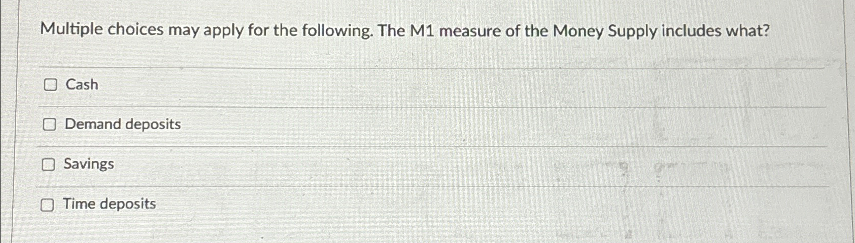 Solved Multiple choices may apply for the following. The M1 | Chegg.com
