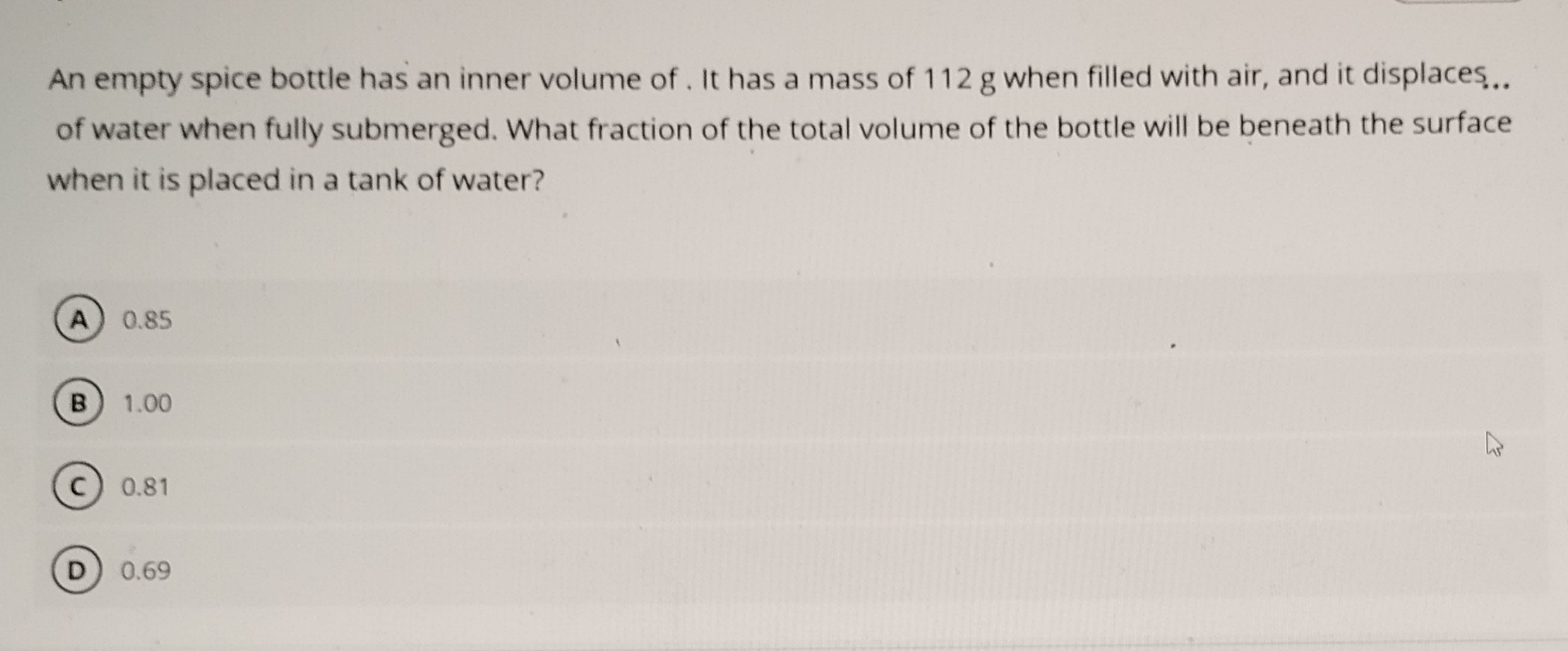 Solved An empty spice bottle has an inner volume of . ﻿It | Chegg.com