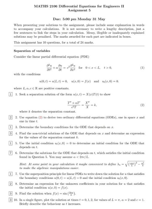 Solved MATHS 2106 Differential Equations for Engineers II | Chegg.com