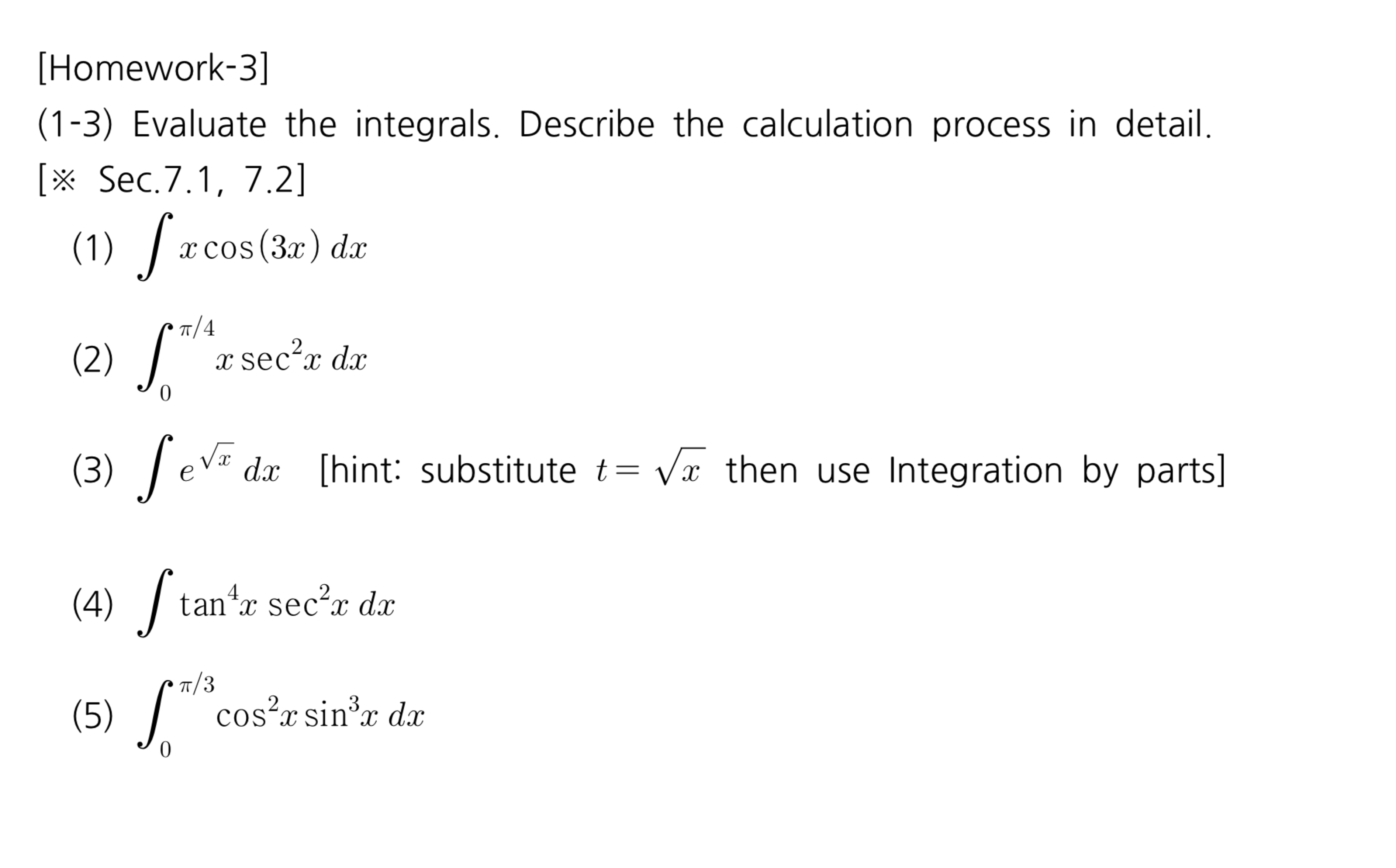Solved Homework-3](1-3) ﻿Evaluate the integrals. Describe | Chegg.com