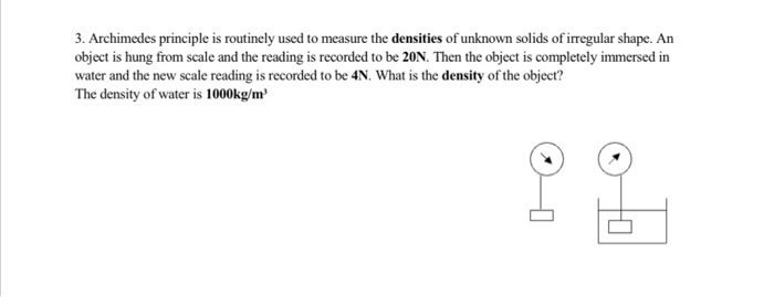 Solved 3. Archimedes principle is routinely used to measure | Chegg.com