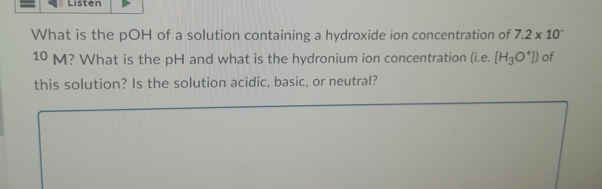 Solved What is the pOH of a solution containing a hydroxide | Chegg.com