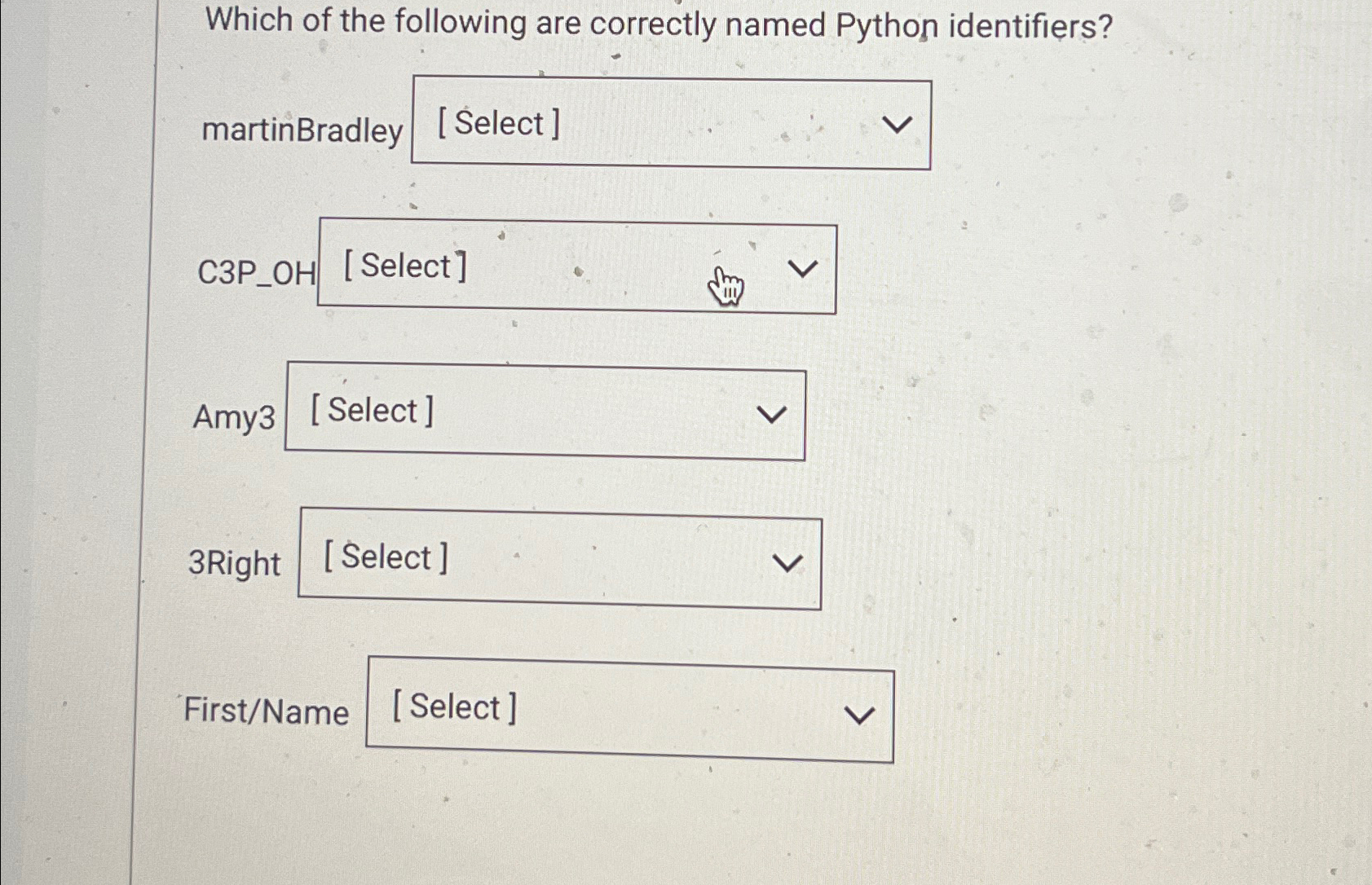Which of the following are correctly named Python | Chegg.com
