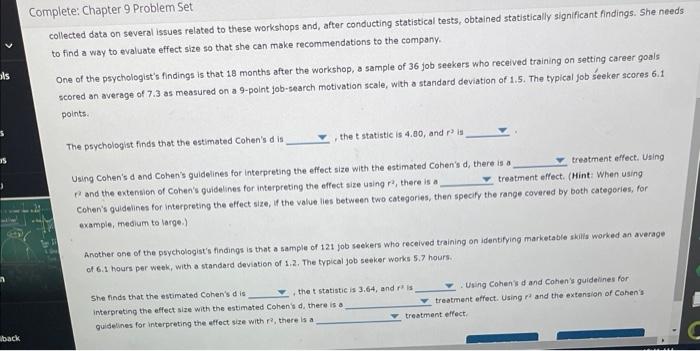 Solved Effect size - Cohen's d and r squared | Chegg.com