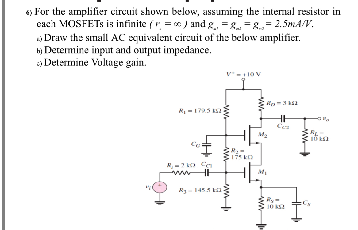 Solve thisFor the amplifier circuit shown below, | Chegg.com