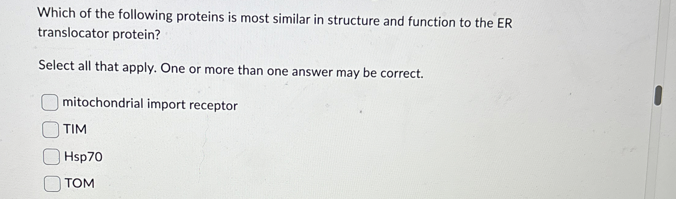 Solved Which of the following proteins is most similar in | Chegg.com